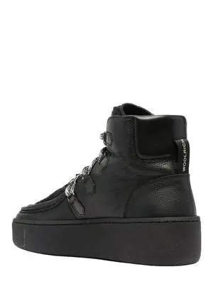 Woolrich Faux-fur Detail High Top Sneakers - Black