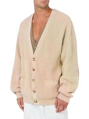 Moschino Ribbed-knit V-neck Cardigan - Neutrals