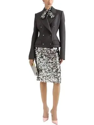 Dolce & Gabbana Sequined Pencil Skirt - Silver