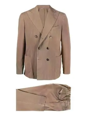 DELL'OGLIO Double-breasted Wool Suit - Neutrals