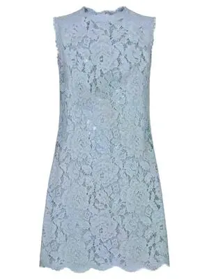 Dolce & Gabbana Dna Floral-lace Shift Mini Dress Blue