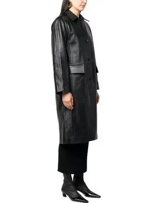 TOTEME Raglan Sleeves Leather Coat - Black
