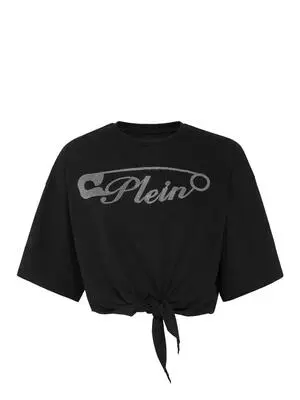 PHILIPP PLEIN Philipp Plein Logo Print T-Shirt With Knot Detail