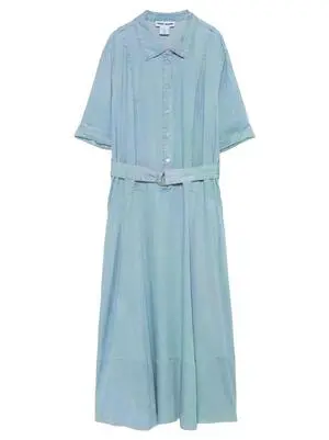 Dkny Dropped-waist Midi Dress With Belted Waist - Blue
