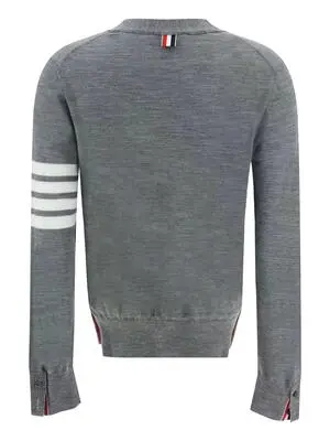 Thom Browne Four-bar Wool Cardigan - Grey