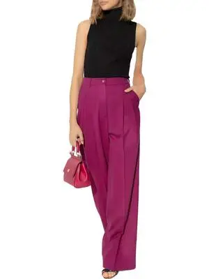 DOLCE & GABBANA Dolce & Gabbana Black Ribbed Wool-Blend High Neck Top