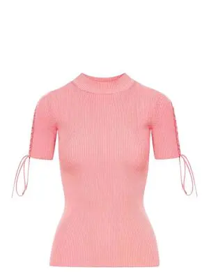 OSCAR DE LA RENTA Tie-Detail Ribbed Jumper