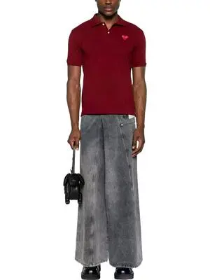 Play Comme Des Garcon Heart-patch Cotton Polo Shirt - Red