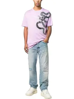 Philipp Plein Embellished Snake-print T-shirt - Neutrals