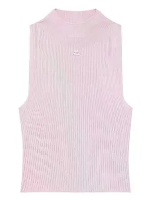 COURREGES Ribbed Mock Neck Tank Top - Pink
