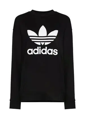 Adidas Logo Print Cotton Sweatshirt - Black