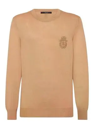 BILLIONAIRE Embroidered Logo Wool Jumper - Neutrals