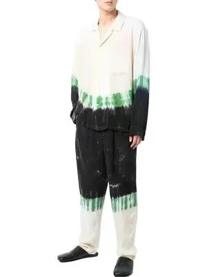 TOGA VIRILIS Tie-dye Print Straight-leg Trousers - Black