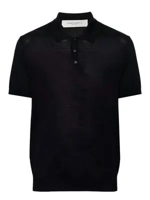 GOLDEN GOOSE Giotto Knitted Polo Shirt - Blue