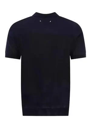 GOLDEN GOOSE Short-sleeved Polo Shirt In Gray Merino Wool - Blue