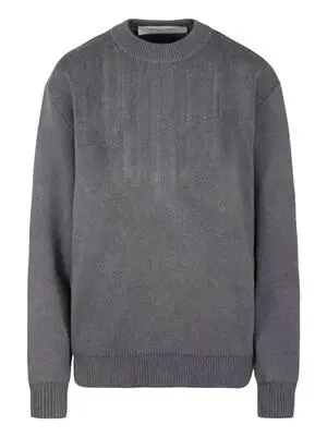 GOLDEN GOOSE Round Neck Sweater With Rear Logo Print - Grey