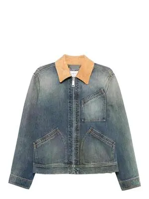 Alexander McQueen Denim Jacket With Contrasting Collar - Blue