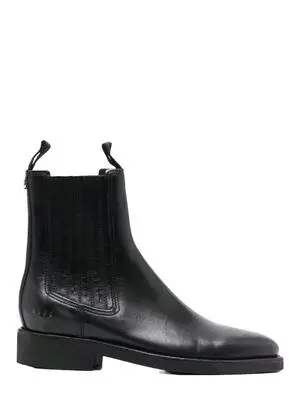 GOLDEN GOOSE Logo Charm Leather Boots - Black