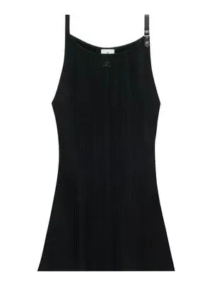COURREGES Logo-appliqué Ribbed-knit Minidress - Black