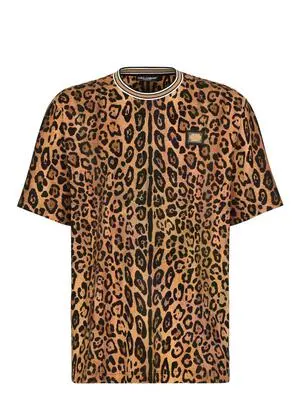 Dolce & Gabbana Leopard-print Cotton T-shirt - Brown