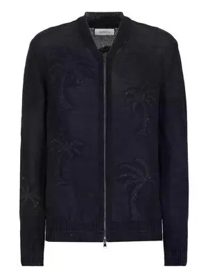 LANEUS Palm Tree Embroidered Jacket - Black
