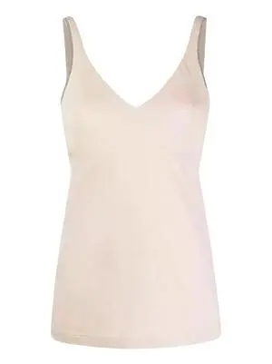 Brunello Cucinelli V-neck Tank Top With Monili Chain Detail - Neutrals