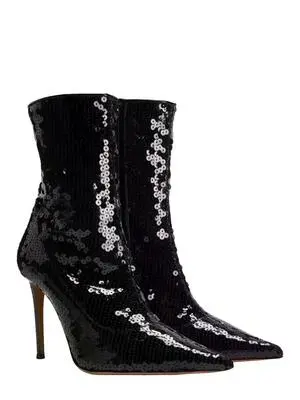 Alexandre Vauthier Sequined High Stiletto Heel Pointed Toe Boots - Black