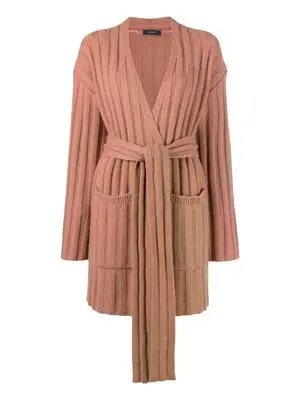 JOSEPH Ribbed Cashmere Tie-waist Cardigan - Neutrals