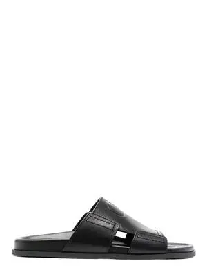 Valentino Garavani Vlogo Signature Leather Slide Sandals - Black
