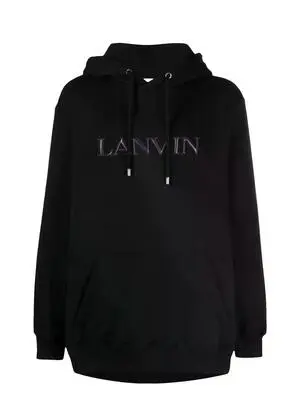 LANVIN Logo-appliqué Cotton Hoodie - Black