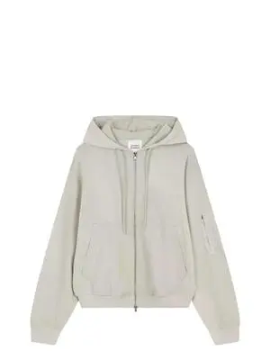 STUDIO TOMBOY Zip-up Hoodie With Adjustable Drawstring And Contrast Panelling - Grey