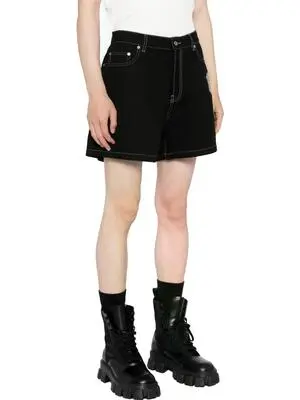 Off-White Cotton Logo Appliqué Denim Shorts - Black