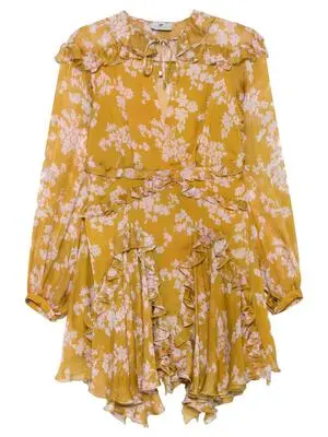 Elisabetta Franchi Voile Printed Mini Dress - Yellow