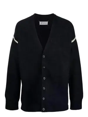 MAISON MARGIELA Elbow-patch V-neck Cardigan - Blue