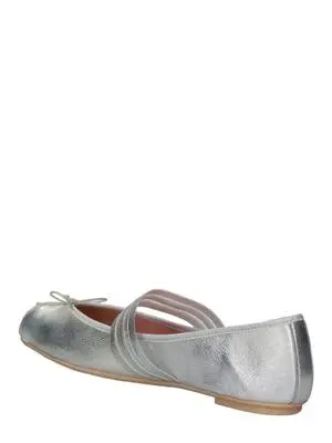 Pretty Ballerinas Tone Metallic Leather Ballerina Shoes - Silver