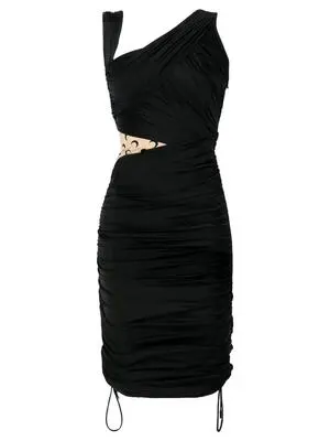 MARINE SERRE Draped Jersey Midi Dress - Black