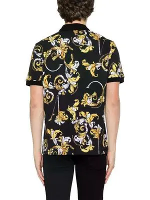 Versace Baroccoflage-print Polo Shirt - Black