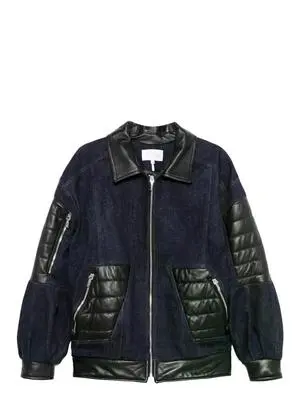 MITILIANE COUTURE Denim And Leather Panel Jacket - Blue