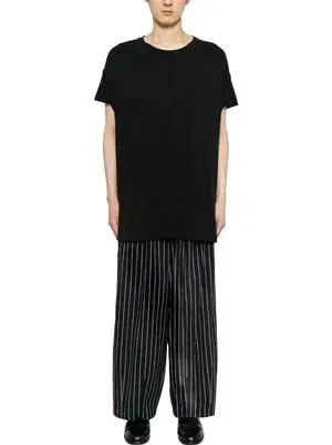 MARINA YEE Draped-detail Cotton T-shirt - Black