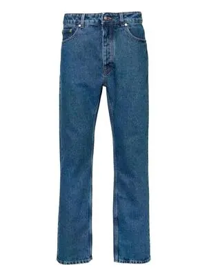 Palm Angels Monogram-embroidered Straight-leg Jeans - Blue