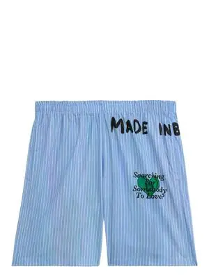 BARROW Vertical Stripe Logo Shorts - Blue