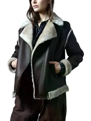 POCHE PARIS Faux Fur Jacket - Brown
