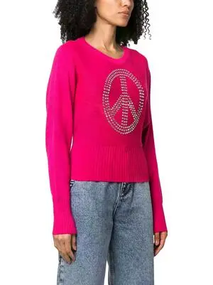 Moschino Rhinestone Embellished Cropped Jumper - Red