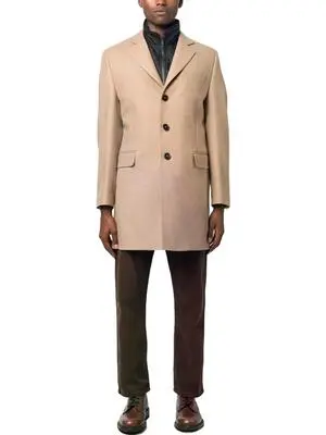 FAY Single-breasted Layered Wool Blend Coat - Neutrals