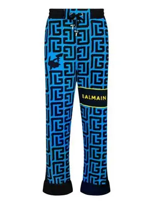 Balmain X Pokemon Monogram-print Cotton Track Pants - Blue