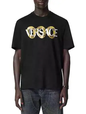 Versace Maxi Chain Logo-print T-shirt - Black