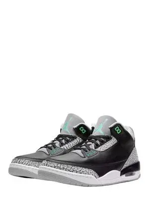 JORDAN Air 3 Retro Green Glow Sneakers - Black