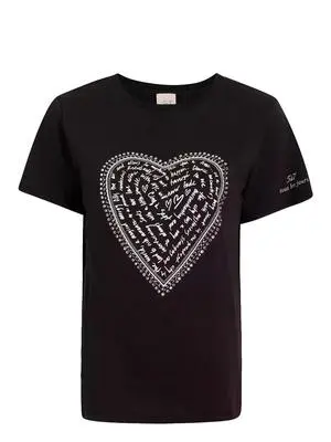 Cinq À Sept Love Letter Heart" Cotton T-shirt - Black