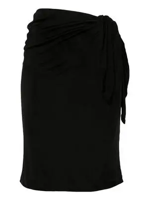 Saint Laurent Wrap Midi Pencil Skirt - Black