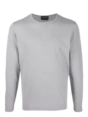DELL'OGLIO Long Sleeve Cotton Jumper - Grey